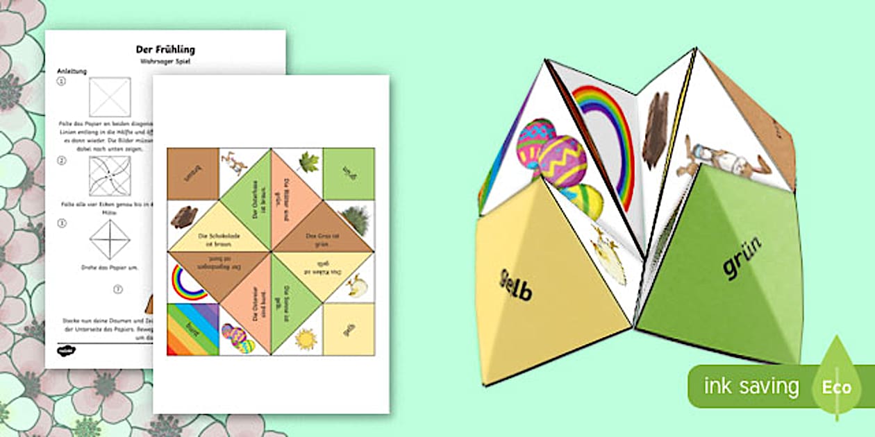 Easter and Spring Vocabulary Fortune Teller - German