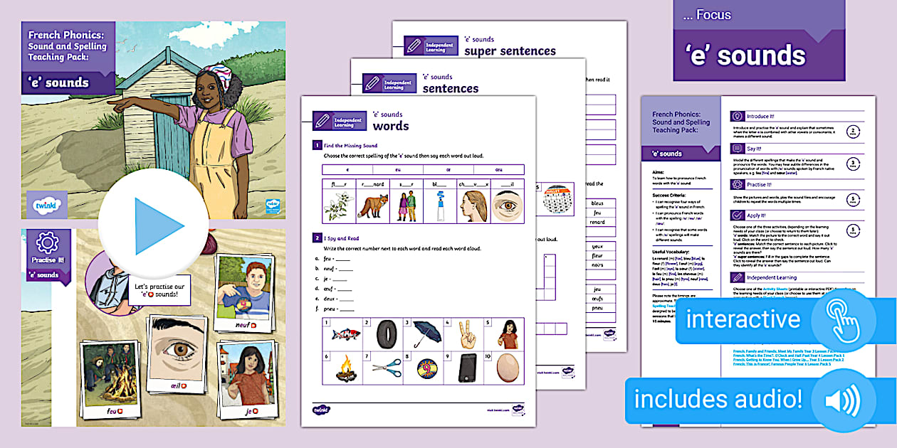 👉 Try for FREE! French Phonics: Sound and Spelling Pack: 'e' sounds