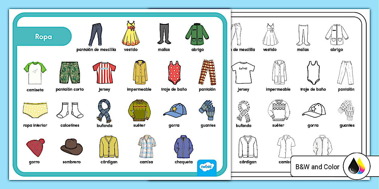 Tapete de palabras sobre ropa / Twinkl USA (teacher made)