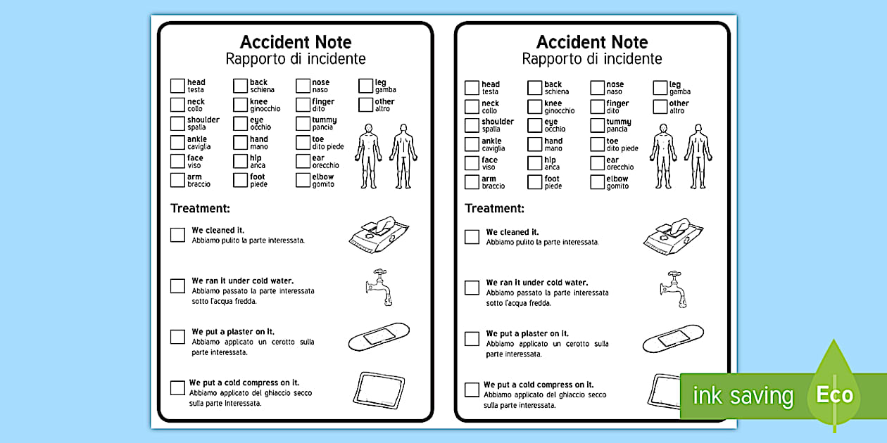 EAL Visual Accident Form English/Italian - EAL Visual Accident Note