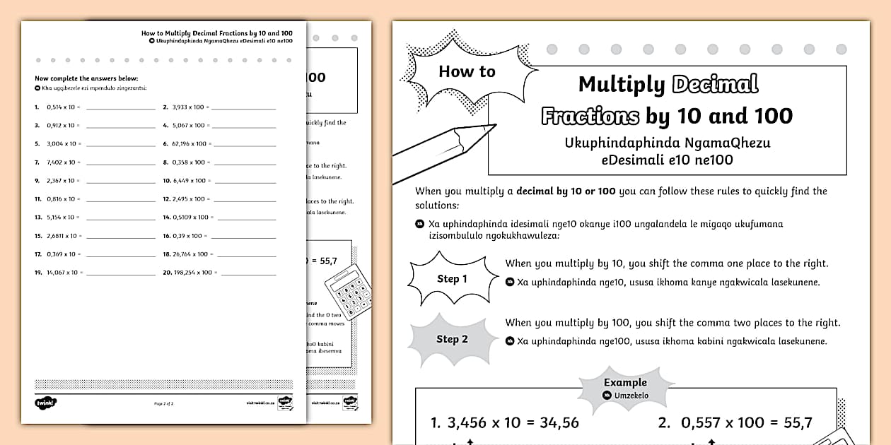 How to Multiply Decimal Fractions by 10 and 100 IsiXhosa