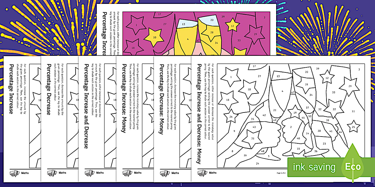 Percentage Increase and Decrease Activity: Colour by Number