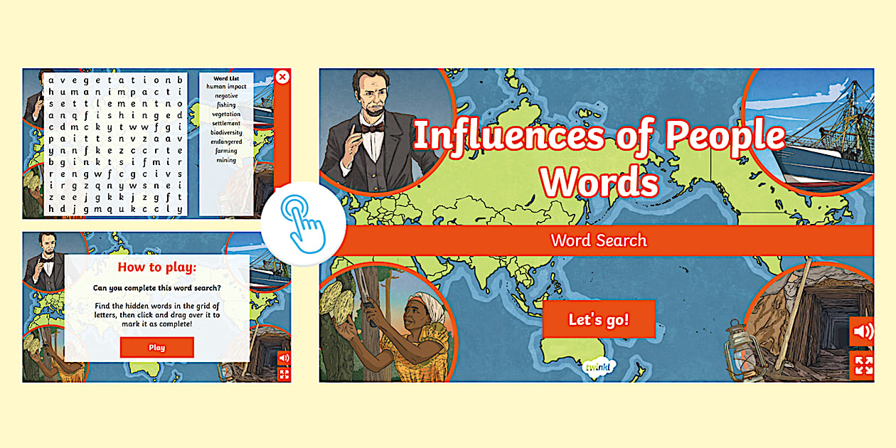 Influences of People Words Word Search (teacher made)