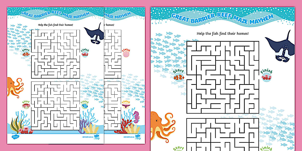 Great Barrier Reef Maze Mayhem KS1 (teacher made) - Twinkl