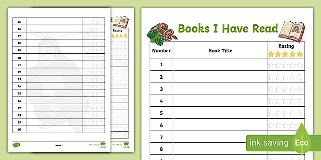 Jungle Themed Books I Have Read Record - Twinkl