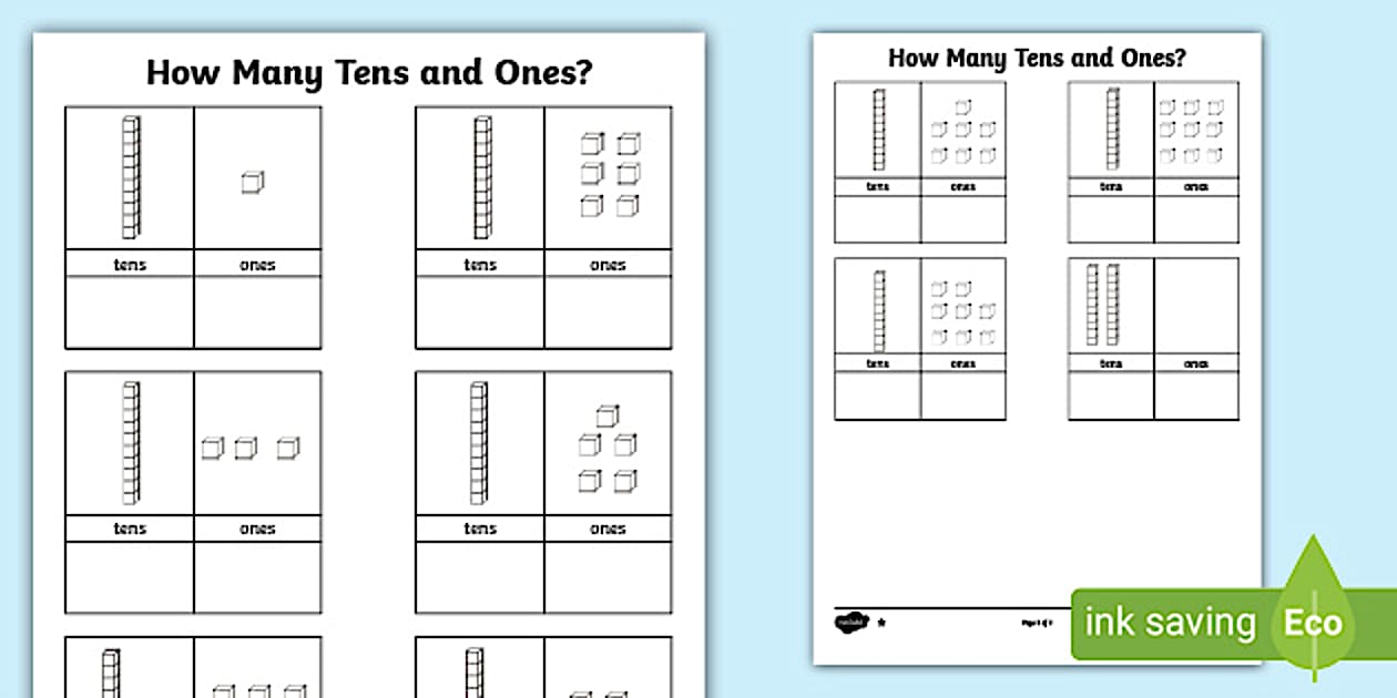 Editable Tens and Ones to 20 Activity Sheet (teacher made)