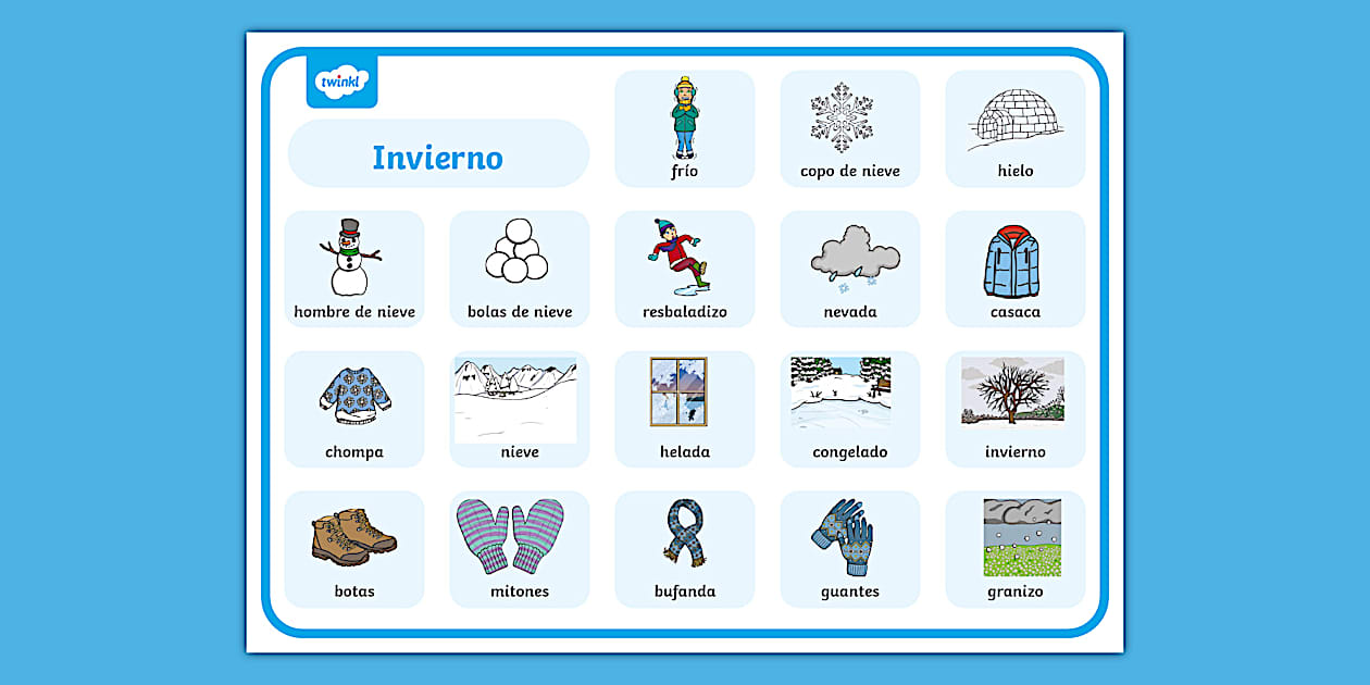 Lámina con vocabulario de invierno | Twinkl