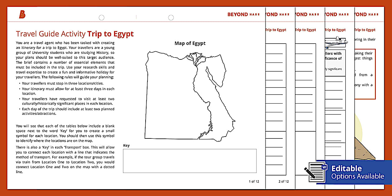 Travel Guide Activity: Trip to Egypt (teacher made) - Twinkl