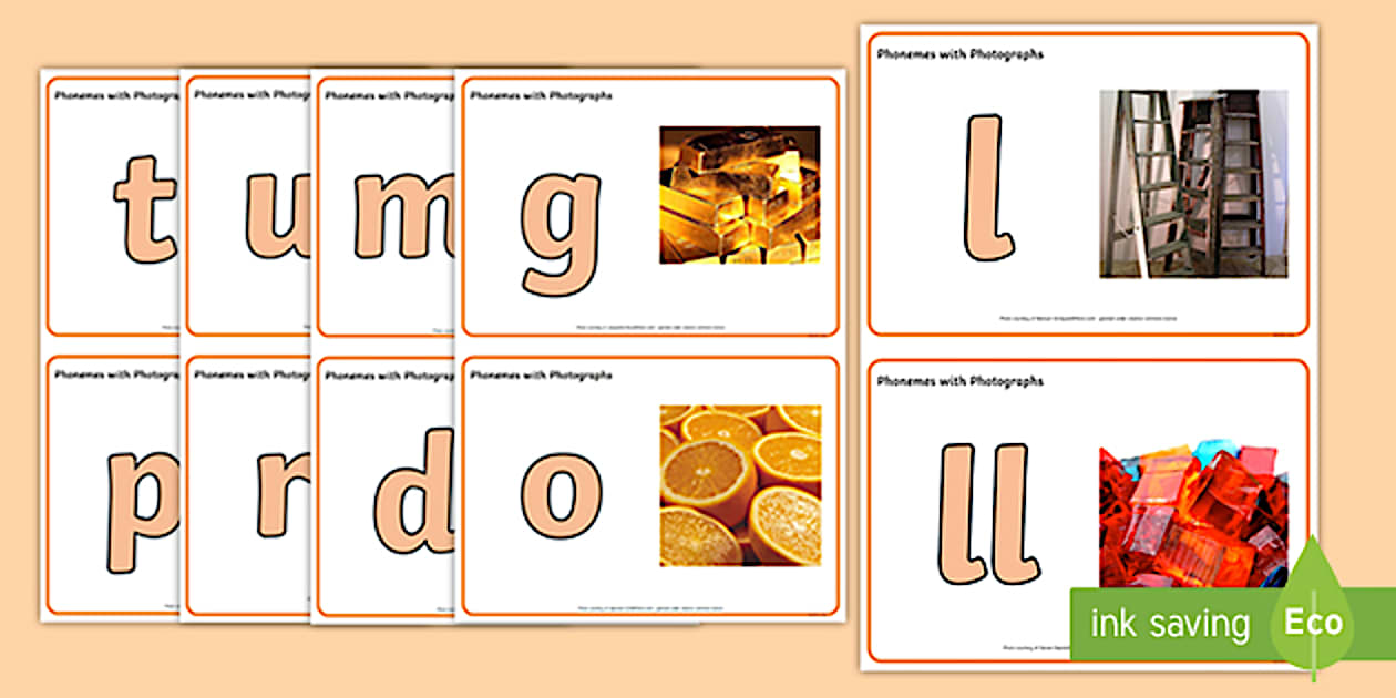 Precursive Phase 2 Phonemes with Photographs Flashcards