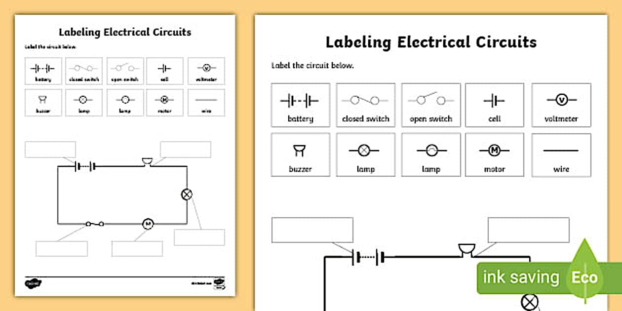 Editable Labeling Electrical Circuits Worksheet - Twinkl