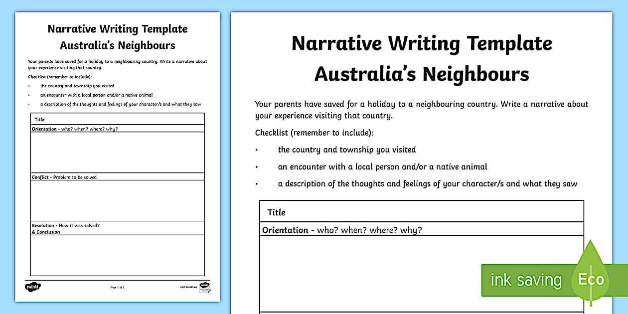 Australia’s Neighbours Narrative Writing Template - Twinkl