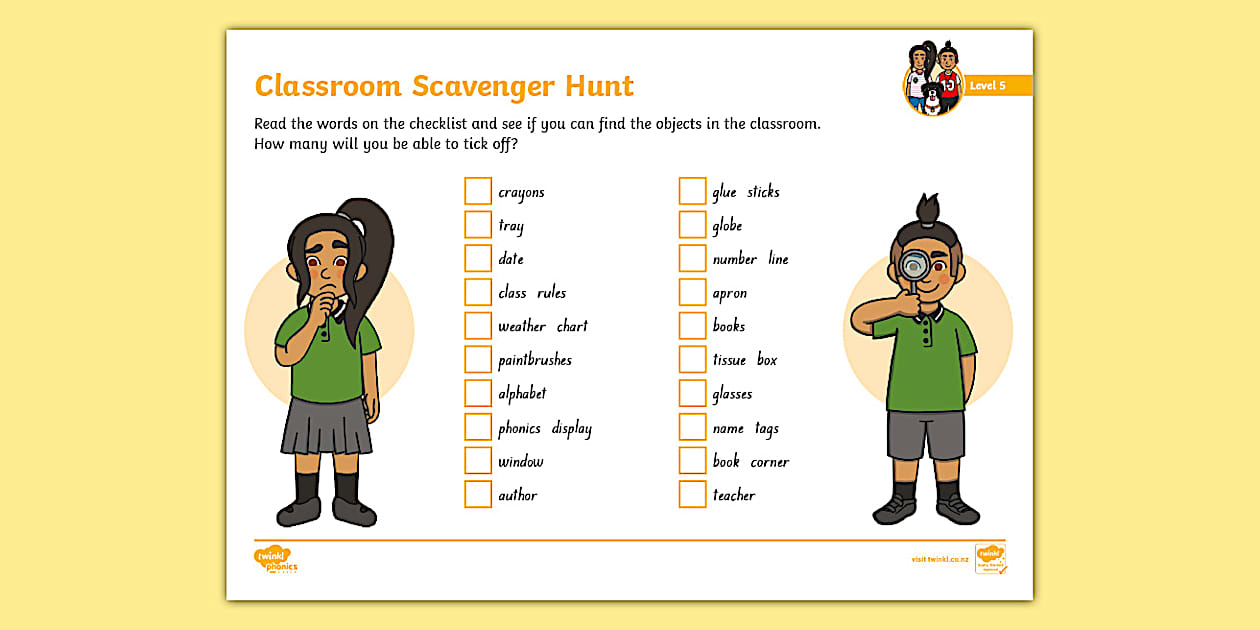 Level 5 Classroom Scavenger Hunt