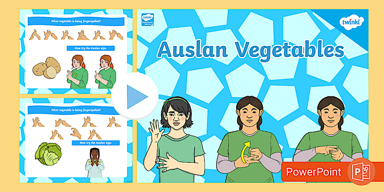 Auslan Vegetables PowerPoint (teacher made) - Twinkl
