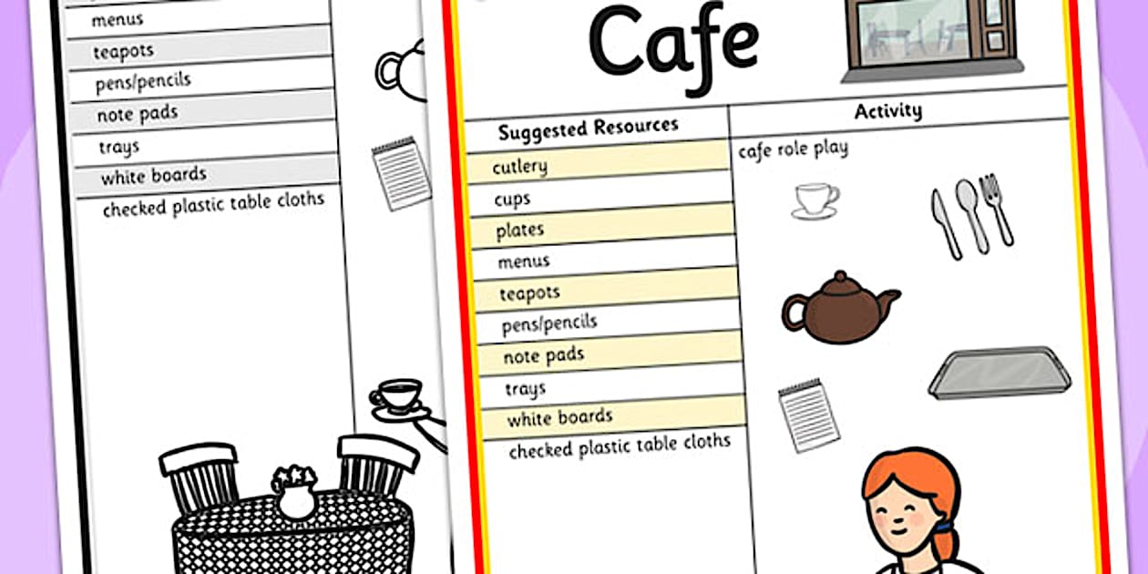 Cafe Role Play Ideas - caf (teacher made) - Twinkl
