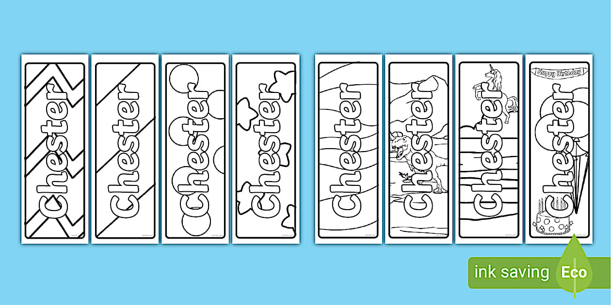Chester Name Simple Colouring Bookmarks | Twinkl | KS1