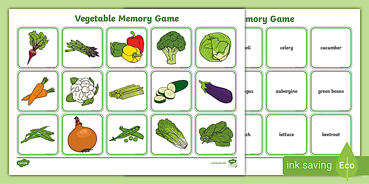Vegetable Memory Game (teacher made) - Twinkl