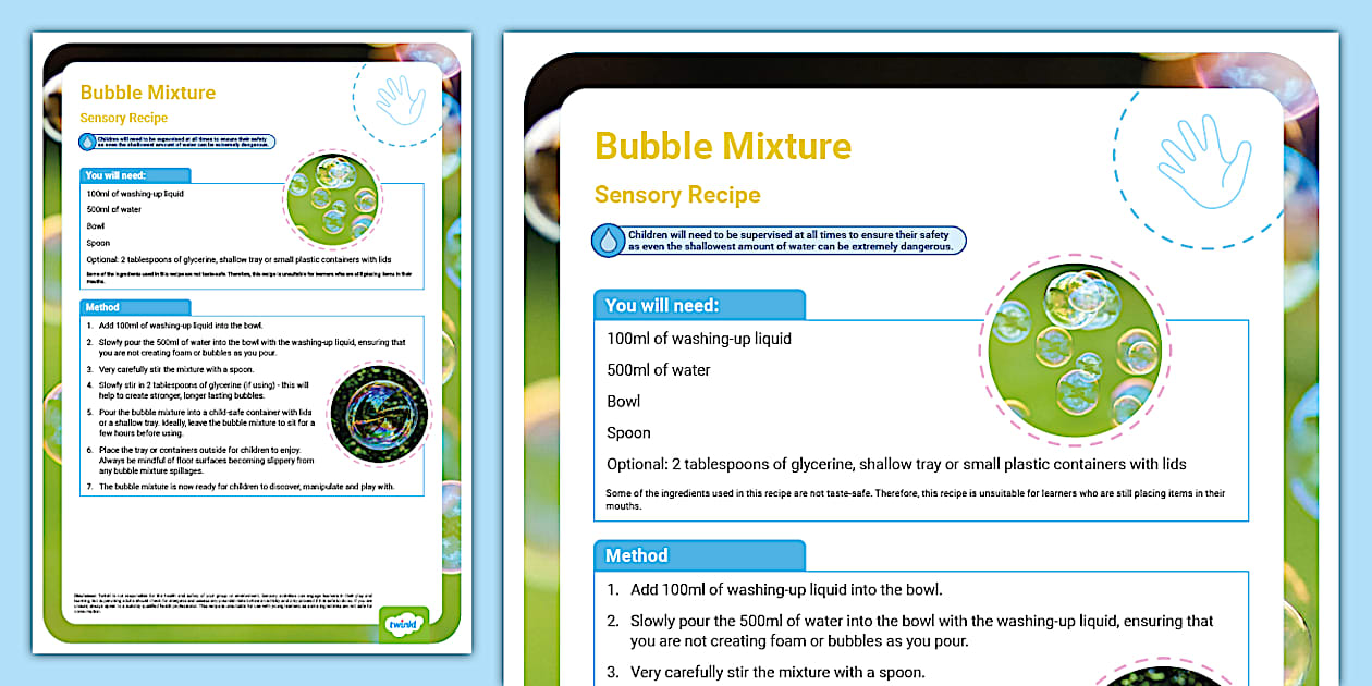 Bubble Mixture Recipe | Sensory Play | Summer | Twinkl EYFS