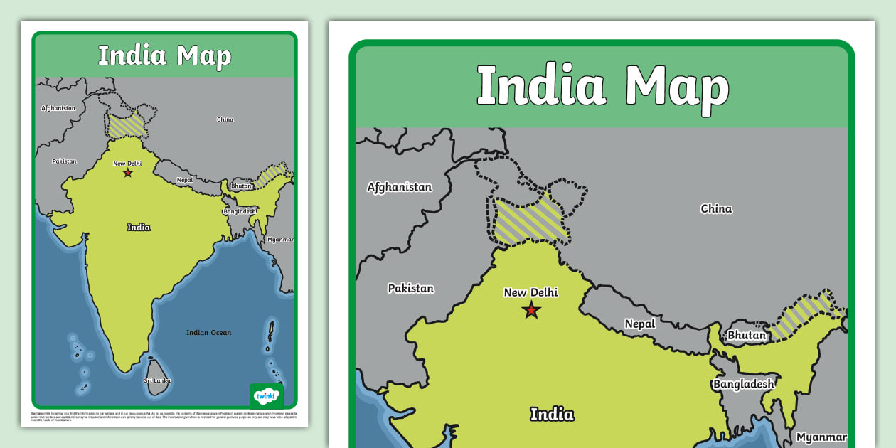 KS1 India Display Map - Twinkl - Geography - Twinkl