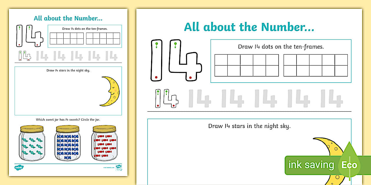 Editable All About Number 14 Worksheet (teacher made)