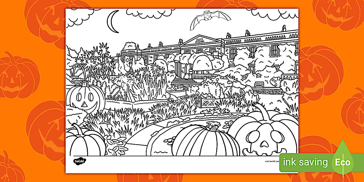 Mount Stewart Halloween Colouring Page - Twinkl