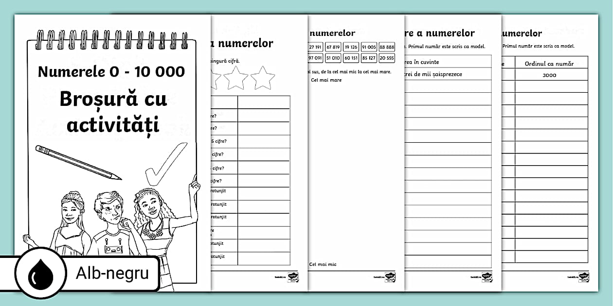 Numerele 0 -10 000 – Broșură cu activități - Twinkl