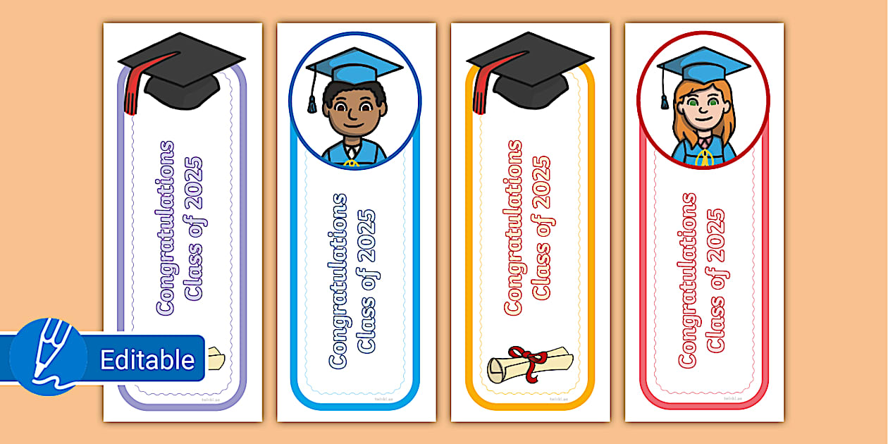 Editable Graduation Bookmarks (teacher made) - Twinkl
