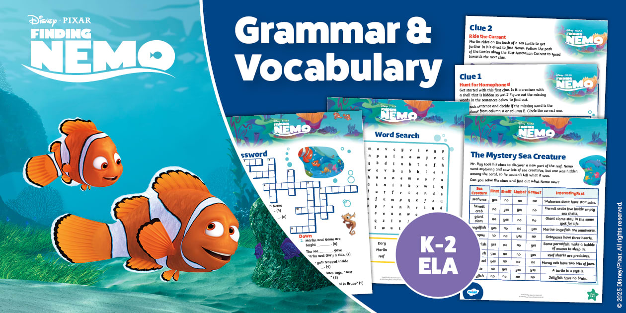 Finding Nemo: Grammar & Vocabulary Pack for K-2nd Grade