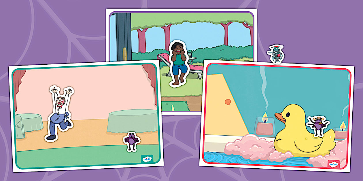 Shh! Said Spider Stick Puppets and Small World Backgrounds