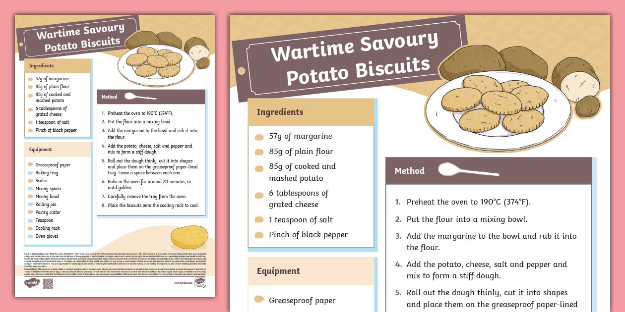 WW2 Rationing Wartime Savoury Potato Biscuits Recipe