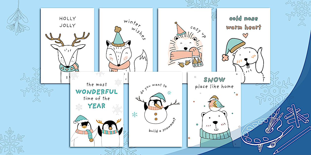 Winter Sayings Pastel Colours Animals Posters Pack - Twinkl
