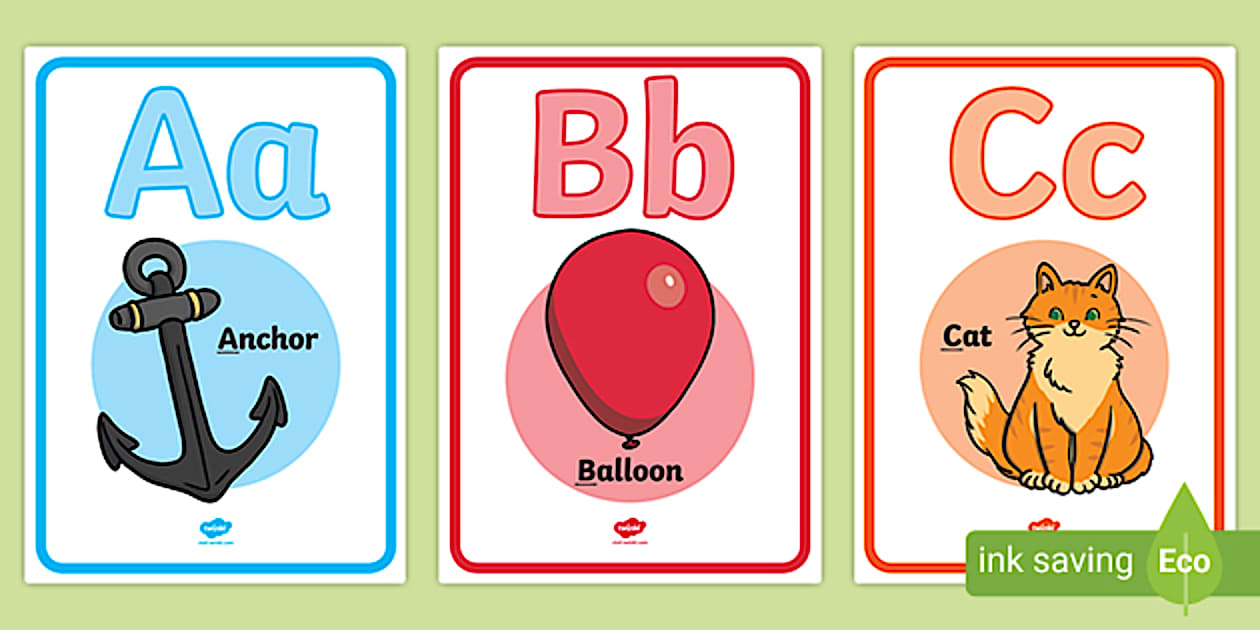 Letters of the Alphabet with Pictures and Words - Twinkl