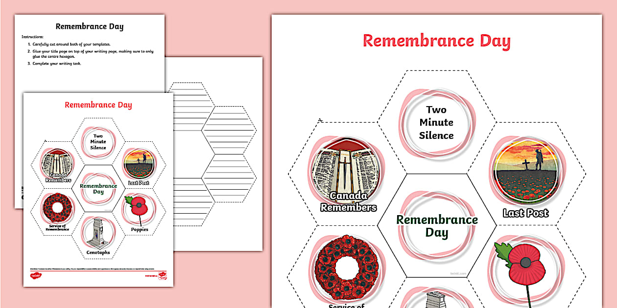 Remembrance Day Hexagon Writing Template (teacher made)
