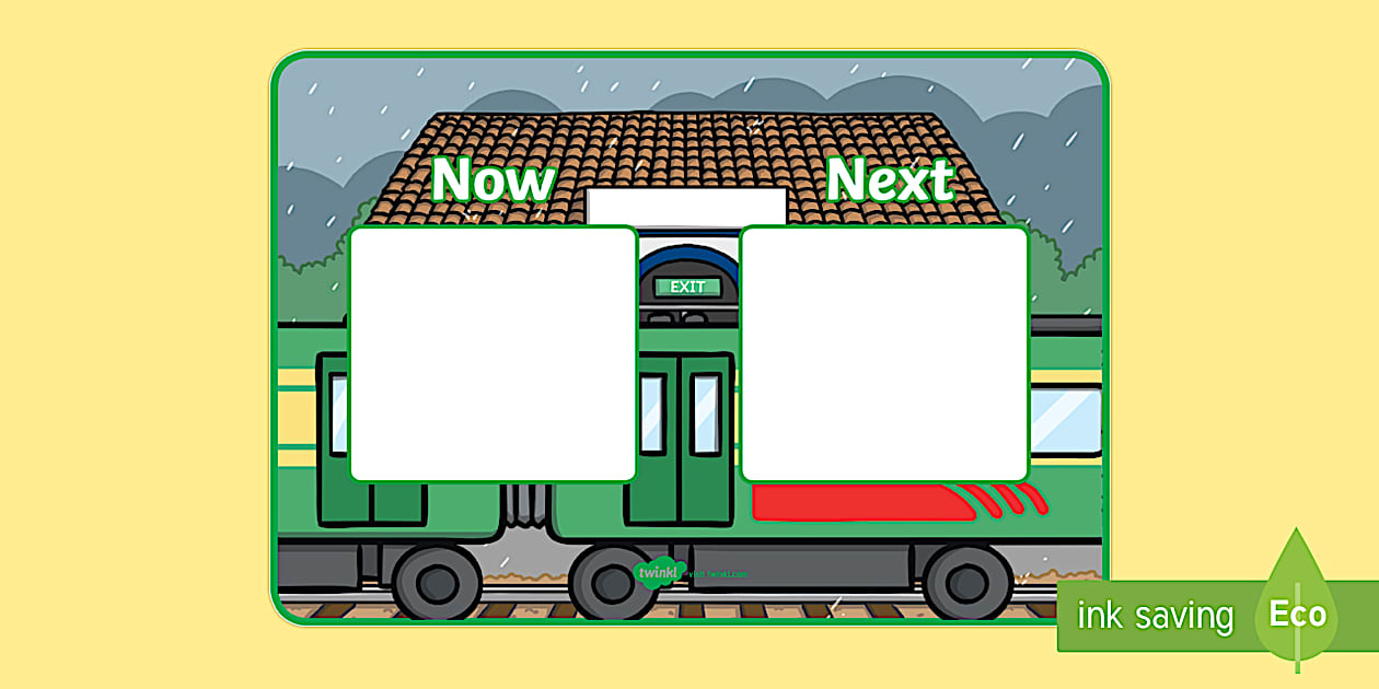Editable Train-Themed Now and Next Visual Aid - Twinkl