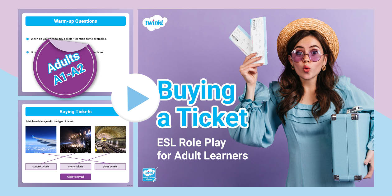 ESL Buying a Ticket Role Play [Adults, A1-A2] (teacher made)