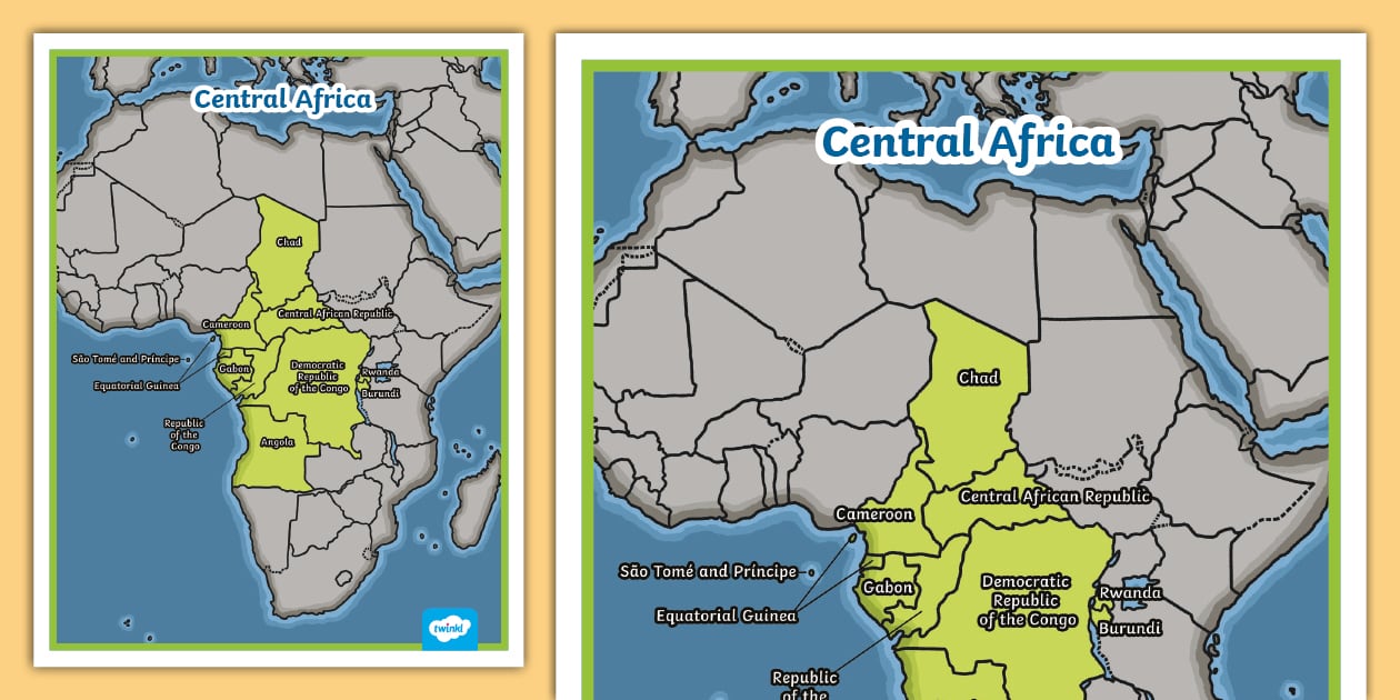 Central Africa Map (teacher made) - Twinkl