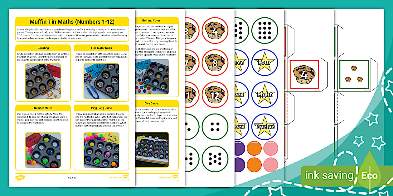 👉 Muffin Tin Maths (Numbers 1-12) - Parents - Age 3-5