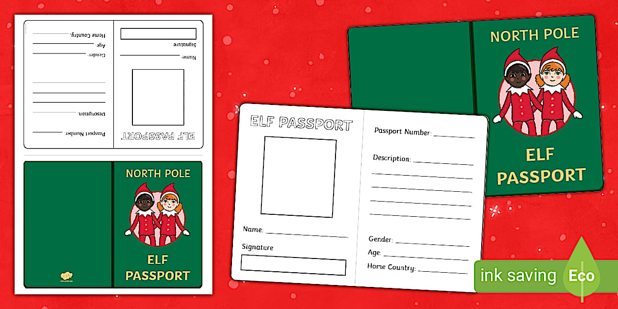 Christmas Elf Passport Template (teacher made) - Twinkl