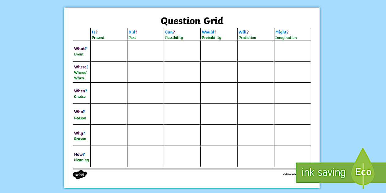 Question Grid Worksheet — KS1 Resources - Twinkl