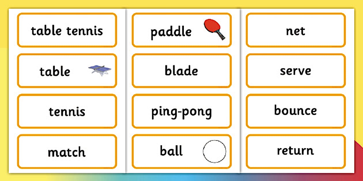 Table Tennis Word Cards (teacher made) - Twinkl