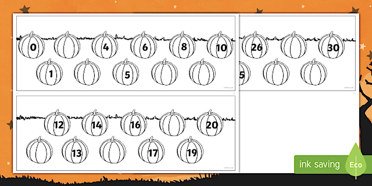 Halloween Themed Missing Numbers to 30 Worksheet / Worksheet