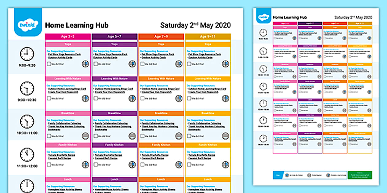 Home Learning Hub Daily Plan Saturday 2nd May (teacher made)