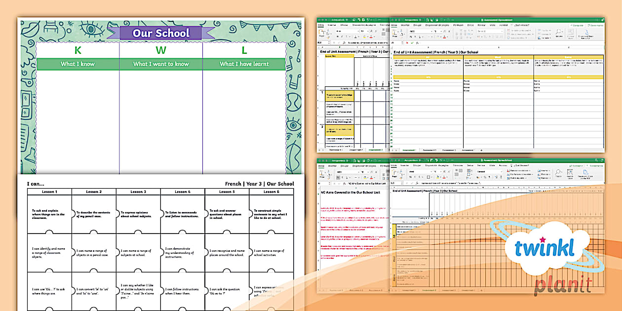 French: Our School Year 3 Unit Assessment Pack - Twinkl