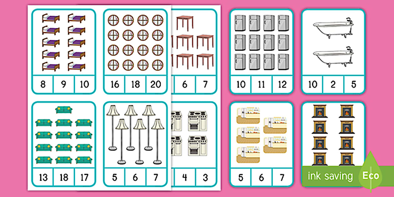 At Home Counting to 20 Clip Cards (teacher made) - Twinkl