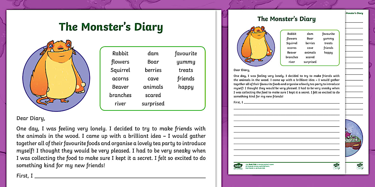Precursive A Monster Surprise: The Monster's Diary Writing Worksheet