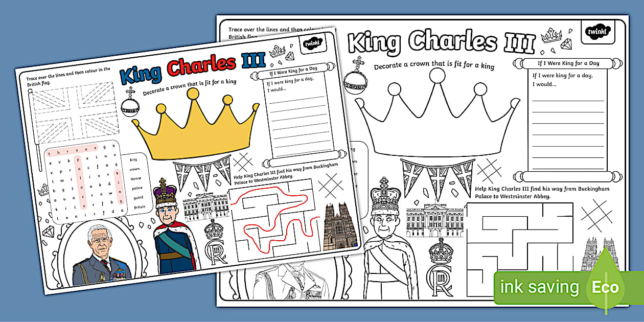 King Charles III Activity Mat Foundation-Year 2 - Twinkl