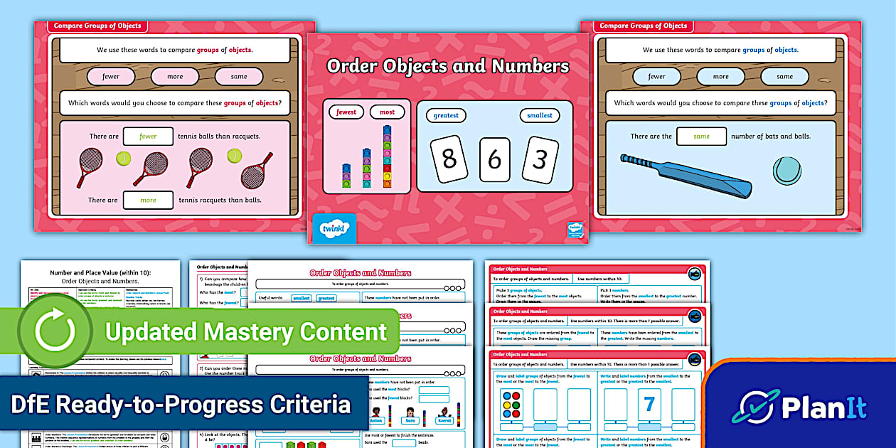 👉 Y1 Order Objects and Numbers PlanIt Maths Lesson 20