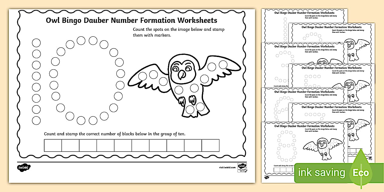 A Pack of Owl Bingo Dauber Worksheets | Twinkl KS1 Learners