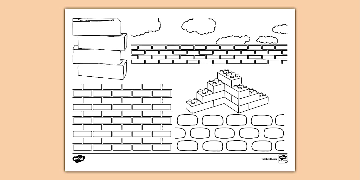Brick Wall Doodle Colouring Page (teacher made) - Twinkl
