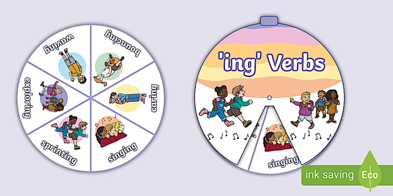 '-ing' Verbs Spinning Wheel (teacher made) - Twinkl