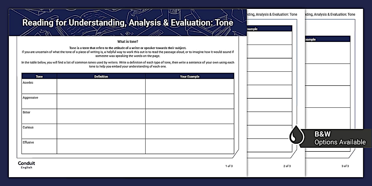 RUAE: Tone Worksheet (teacher made) - Twinkl
